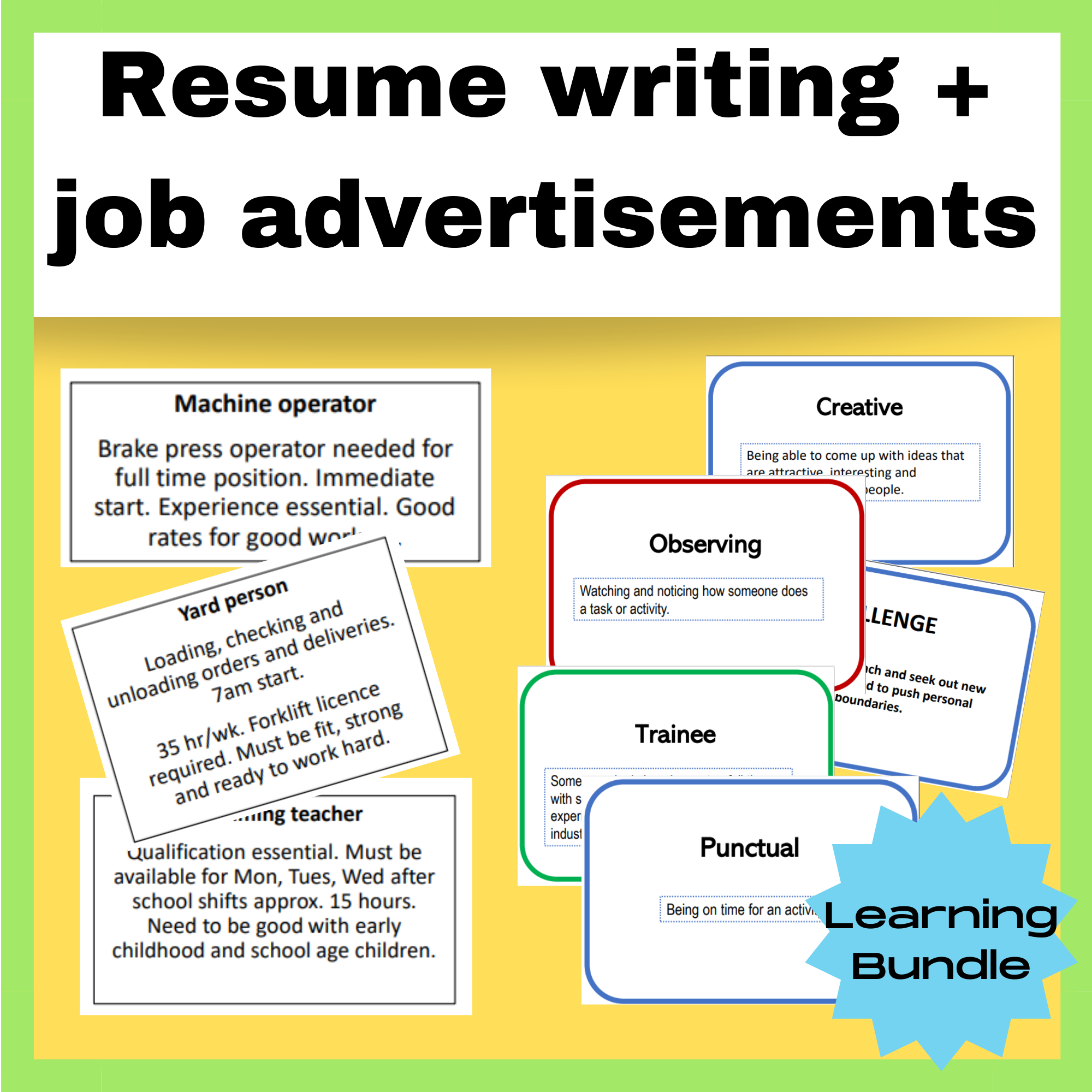 Resume writing and job advertisements pack — EducationHQ