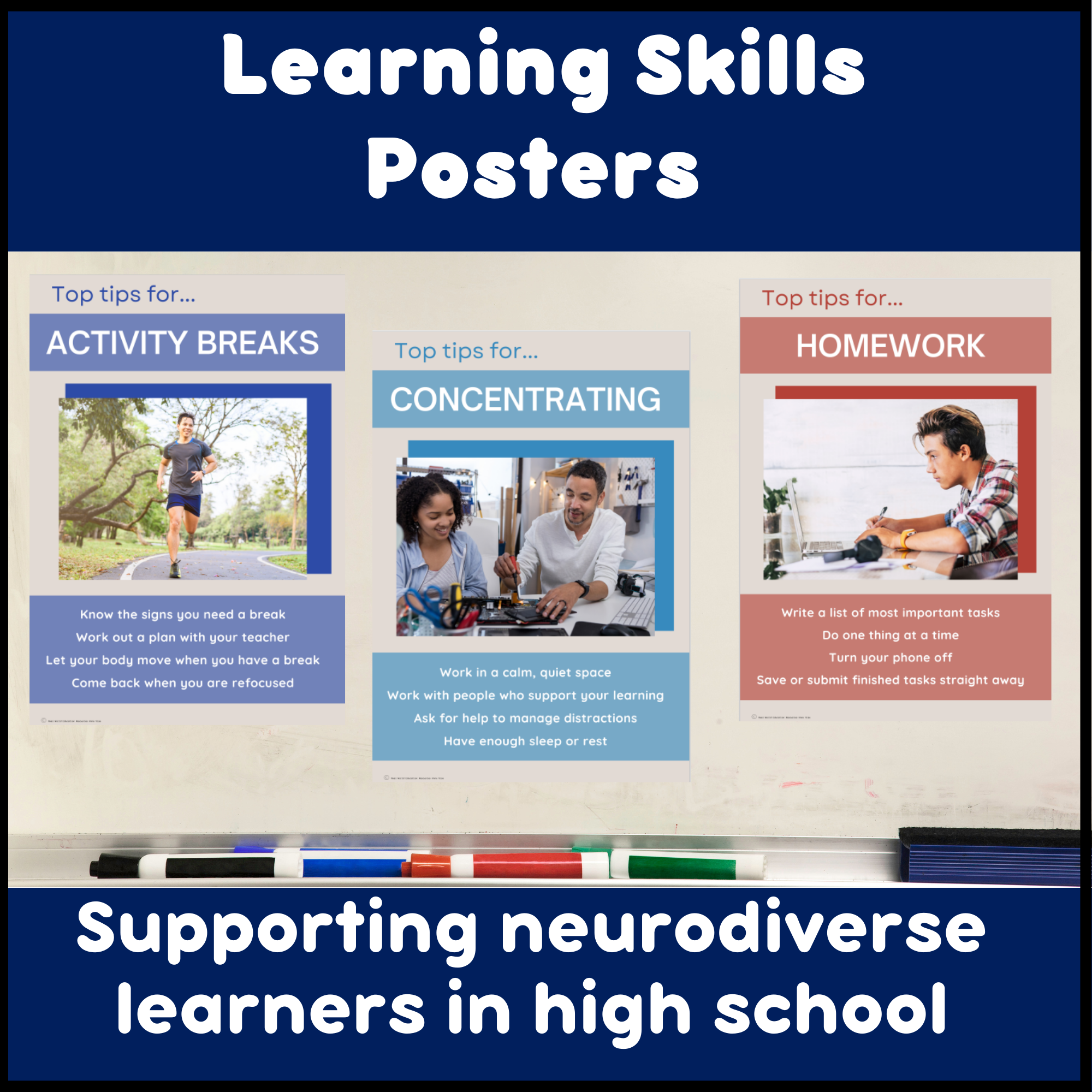 Neurodiversity learning tips posters for high school — EducationHQ