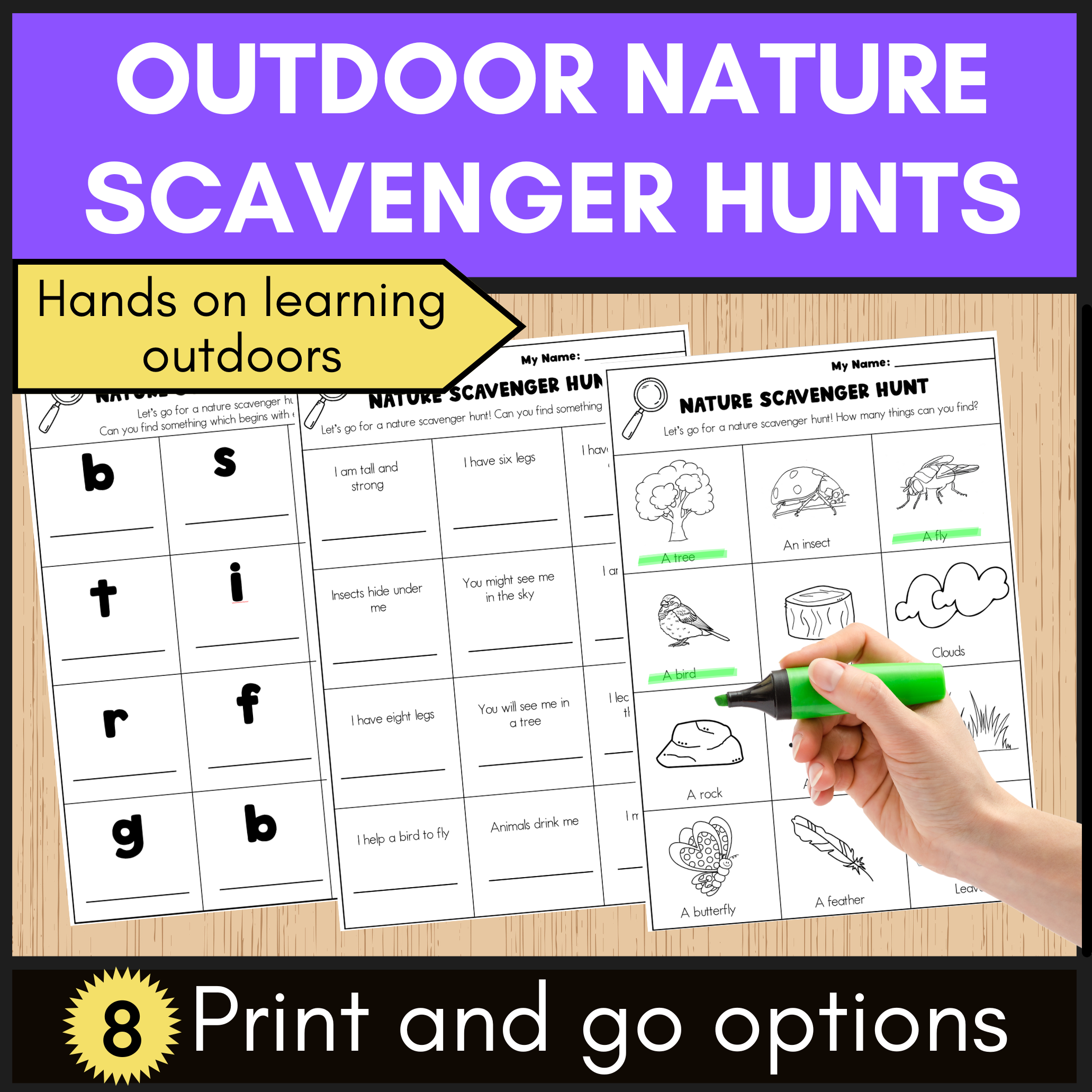 Outdoor nature scavenger hunt printable for STEM | math | reading K to ...