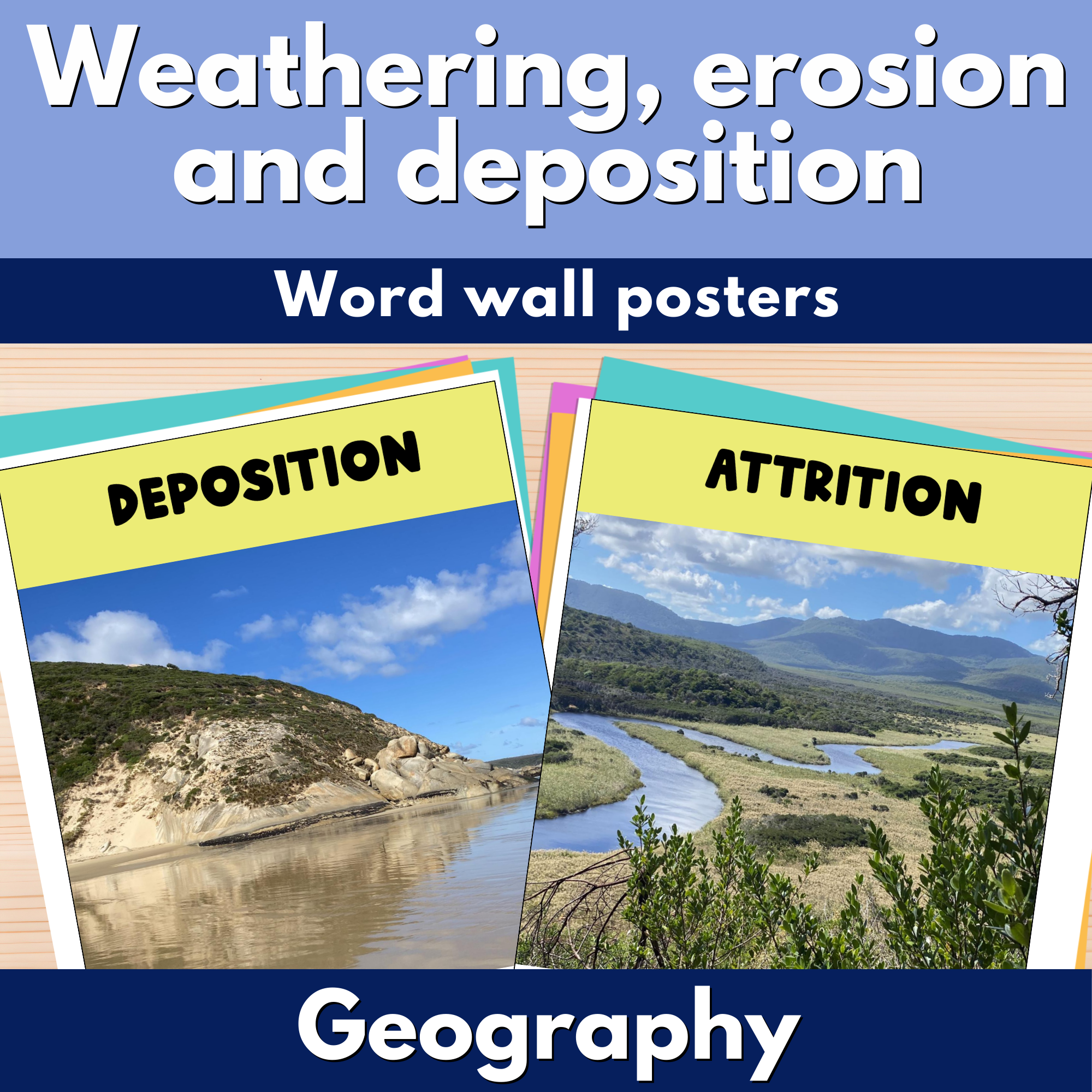 Weathering, erosion and deposition word wall posters for Geography ...